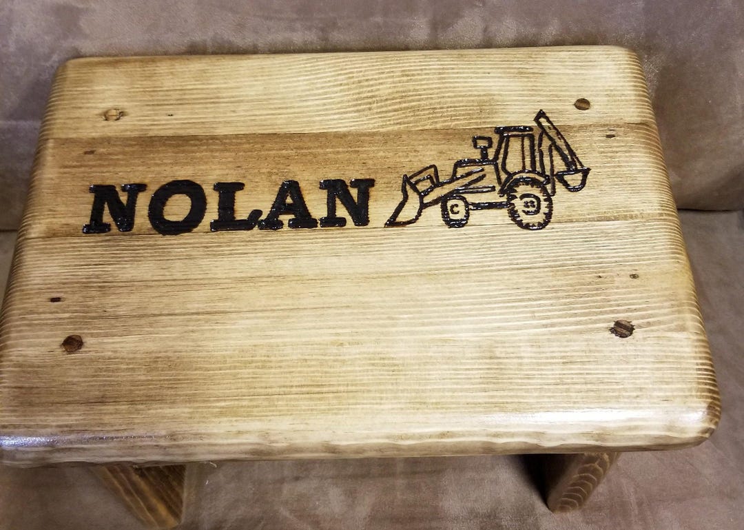 Wood Burned Bulldozer With Personalized Name and Carrying Handles ...