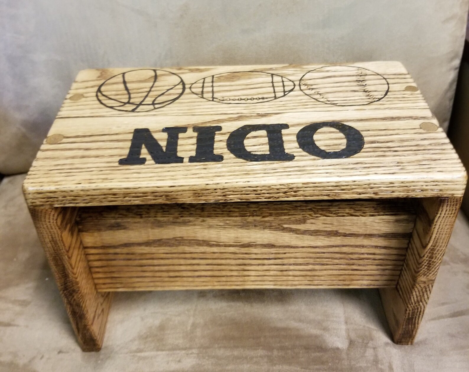 Two Step Stool Personalized Name and Sports Balls Burned Into the Wood ...