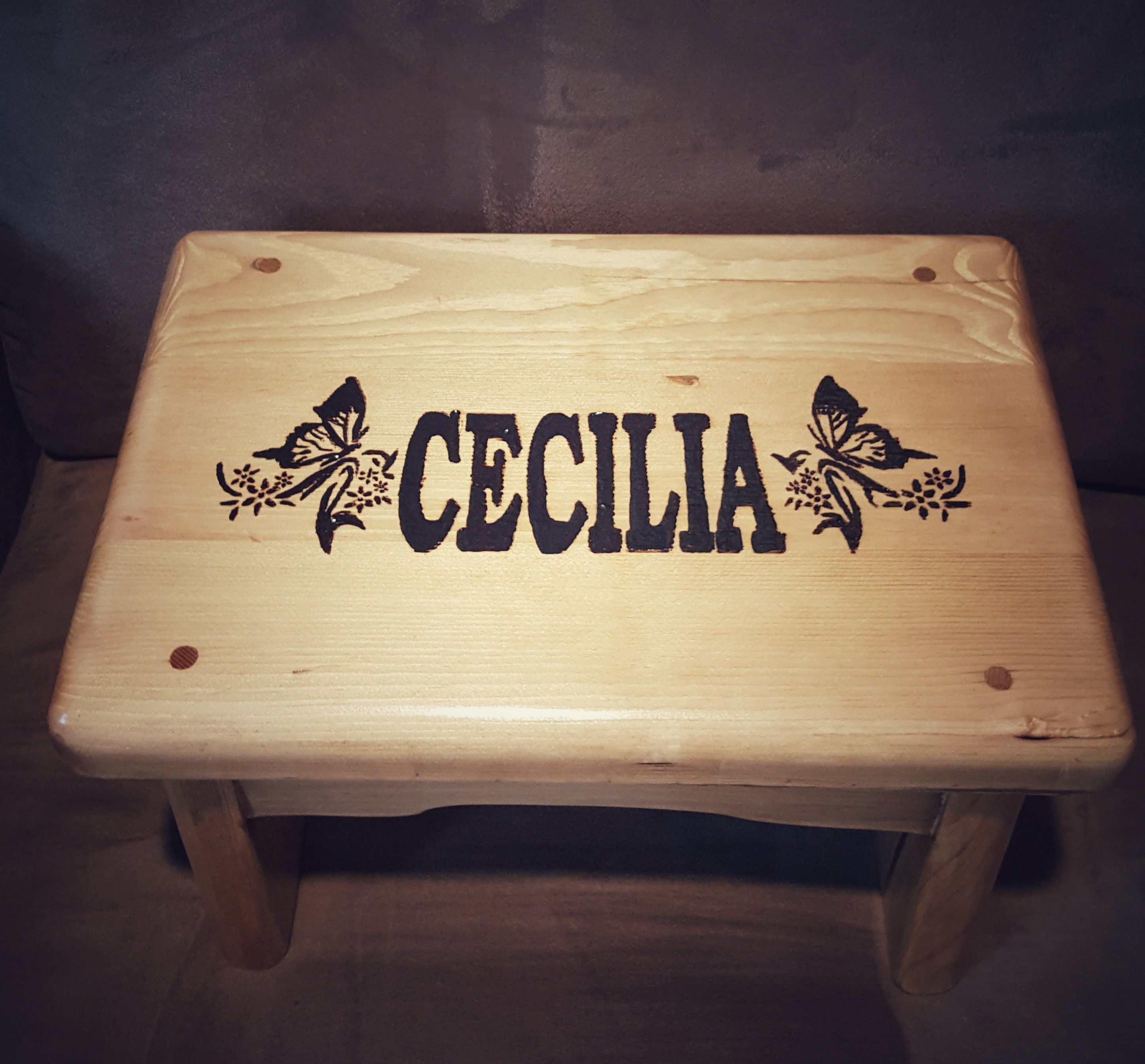 Personalized Step Stool With Butterflies Burned Into the Wood by Hand ...