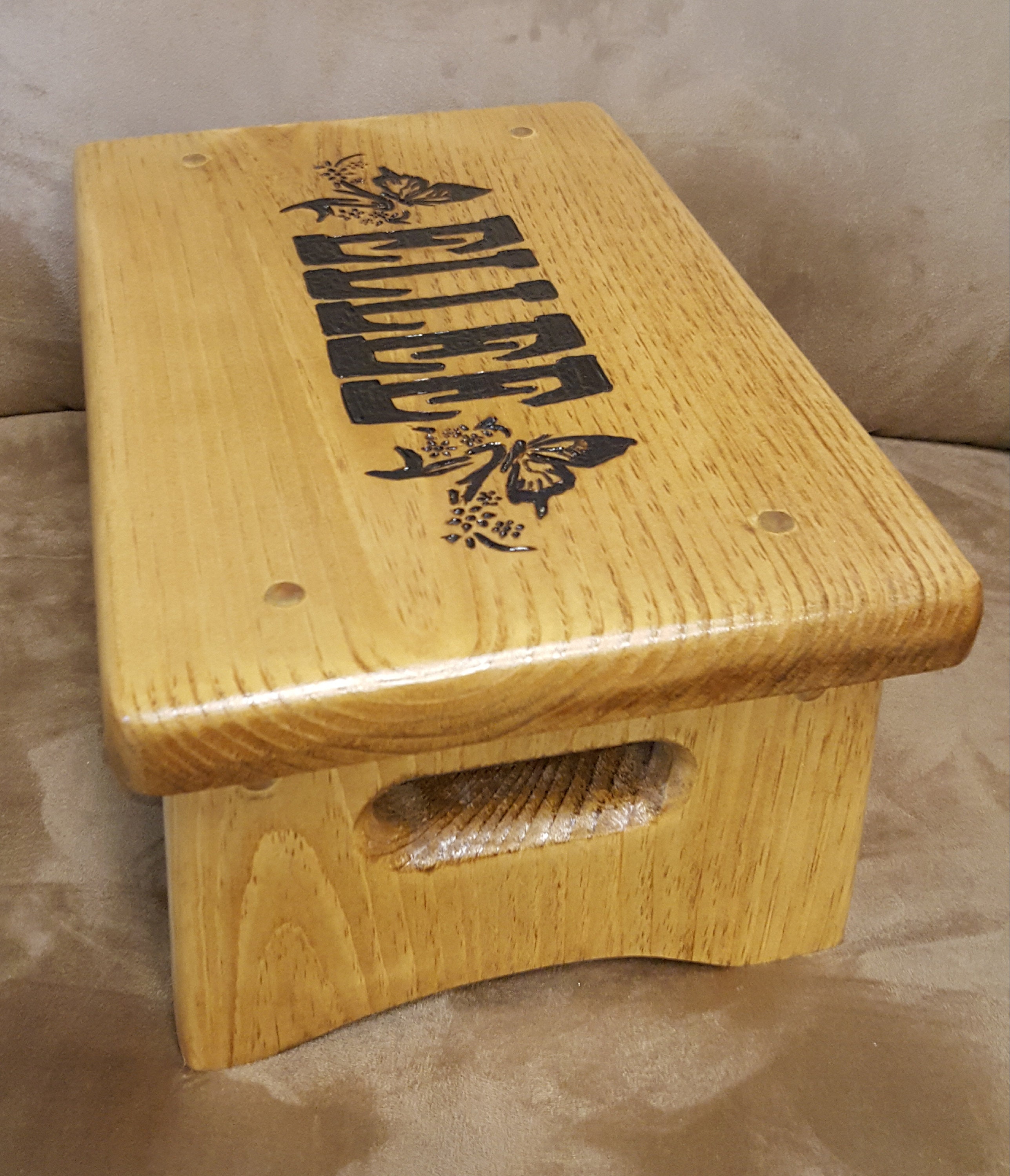 Personalized Step Stool With Butterflies Burned Into the Wood by Hand ...