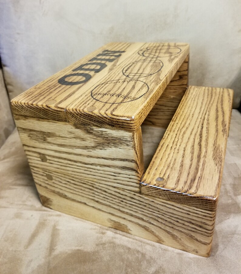 Two Step Stool Personalized Name and Sports Balls Burned Into the Wood ...