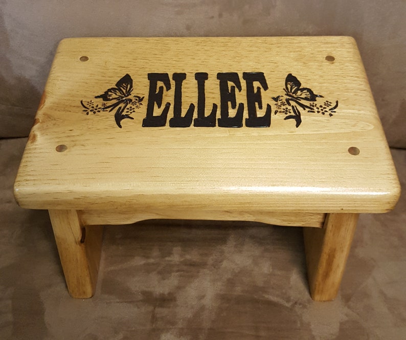 Personalized Step Stool With Butterflies Burned Into the Wood by Hand ...