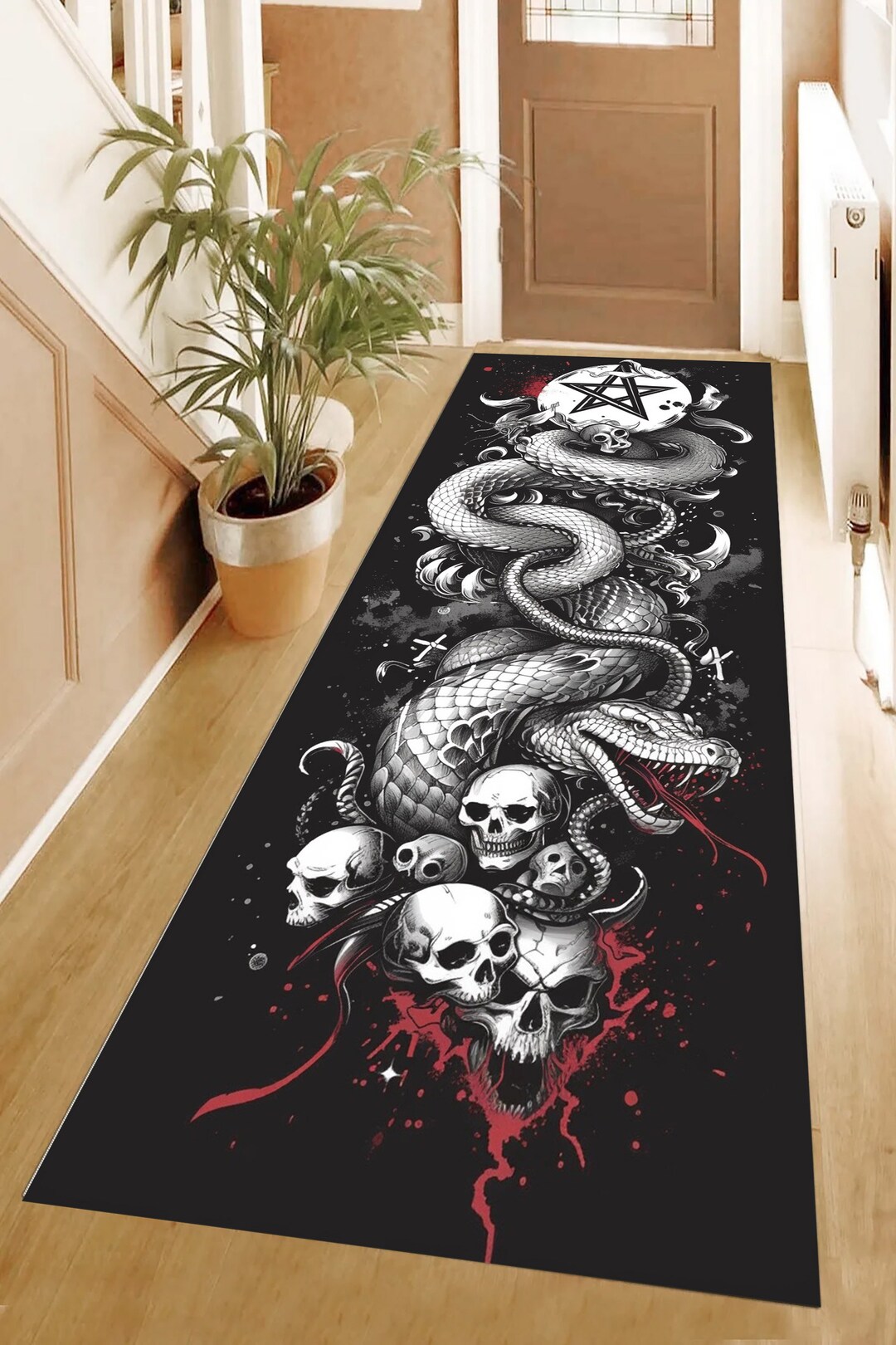 Pentagram Rug, Occult Rug, Skull Rug, Snake Rug, Occult Art, Satan Rug ...