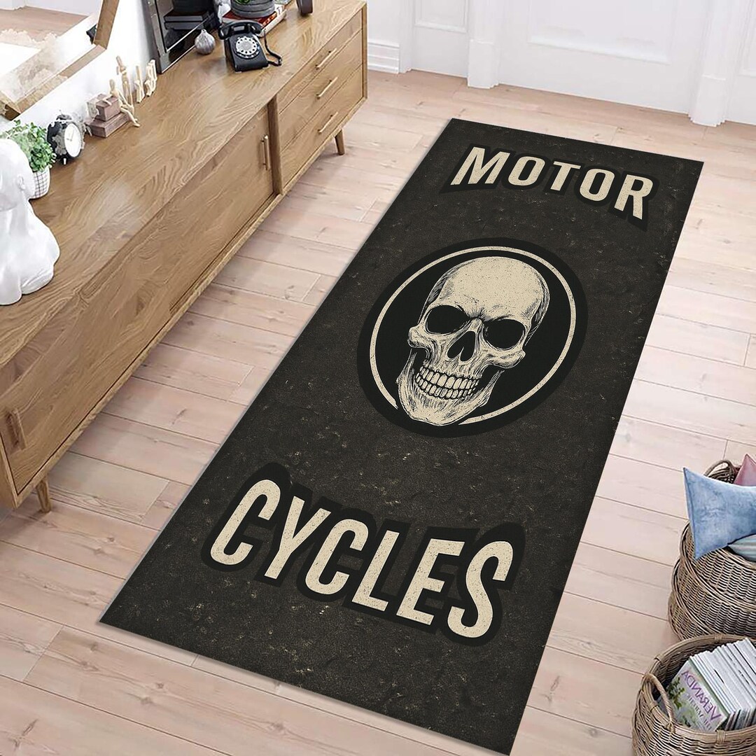 Motorcycle Rug: 3D Print Velvet Runner Rug, Non-slip Cotton Base - Etsy ...