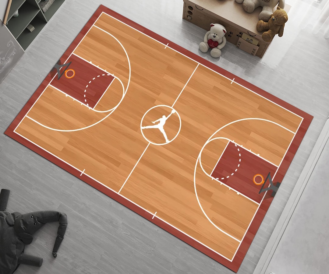 Basketball Court Rug: Washable Kids Play Mat, Sports Floor Decor - Etsy