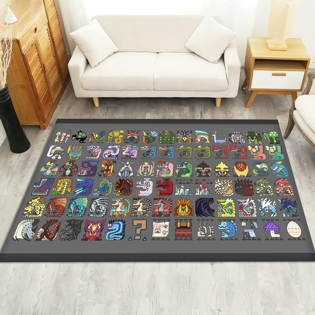 Monster Hunter Rug, Monster Rug, Hunter Rug, Anime Carpet, Game Room ...