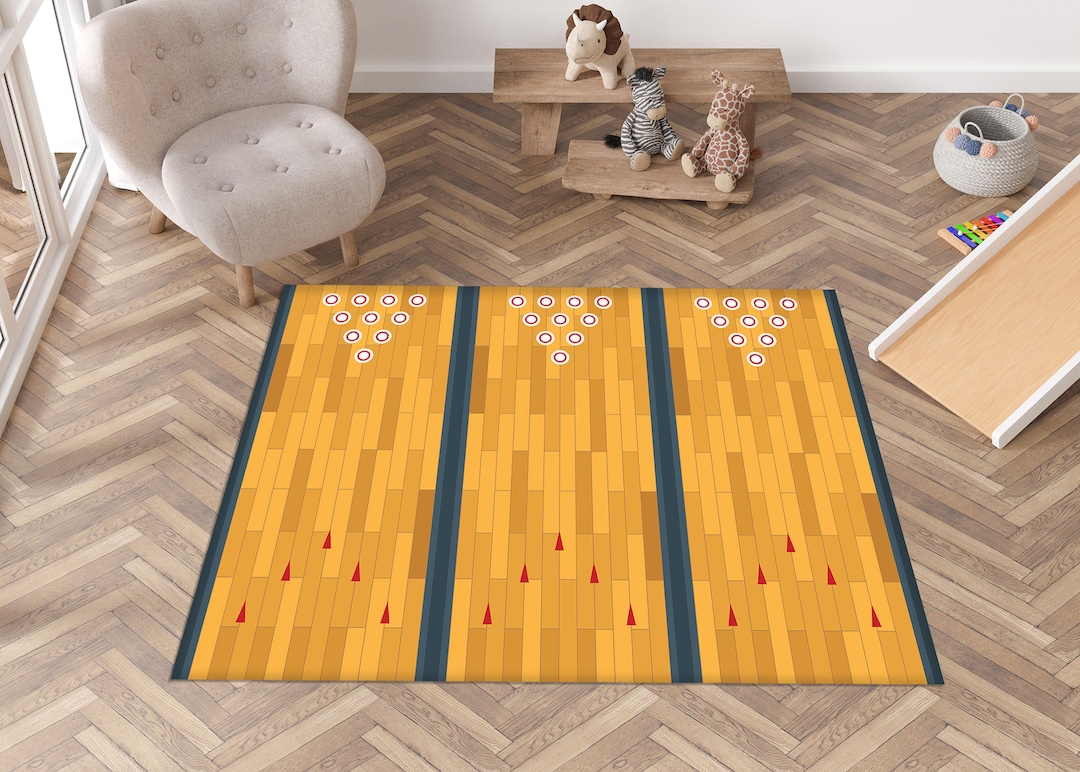 Bowling Rug, Bowling Alley Pattern, Bowling Lane Rug, Playmat Rug, Kids ...