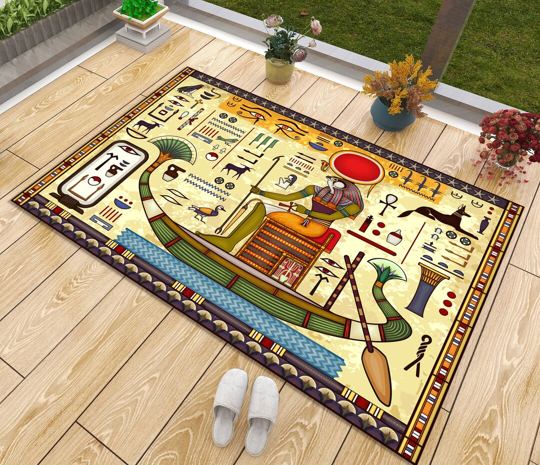 Hieroglyphic Letters Symbols, Eye of Horus Rug,egypt Theme Rug, Horus ...