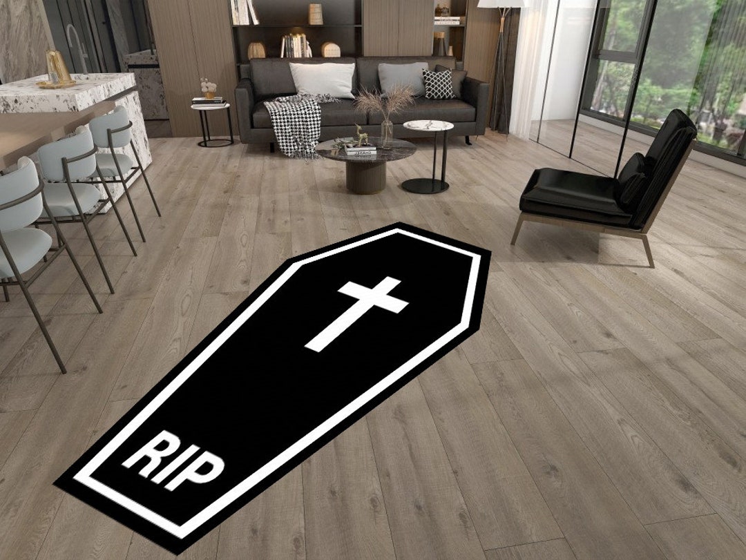 Coffin Shaped Rug: Black & White Horror Decor - Etsy