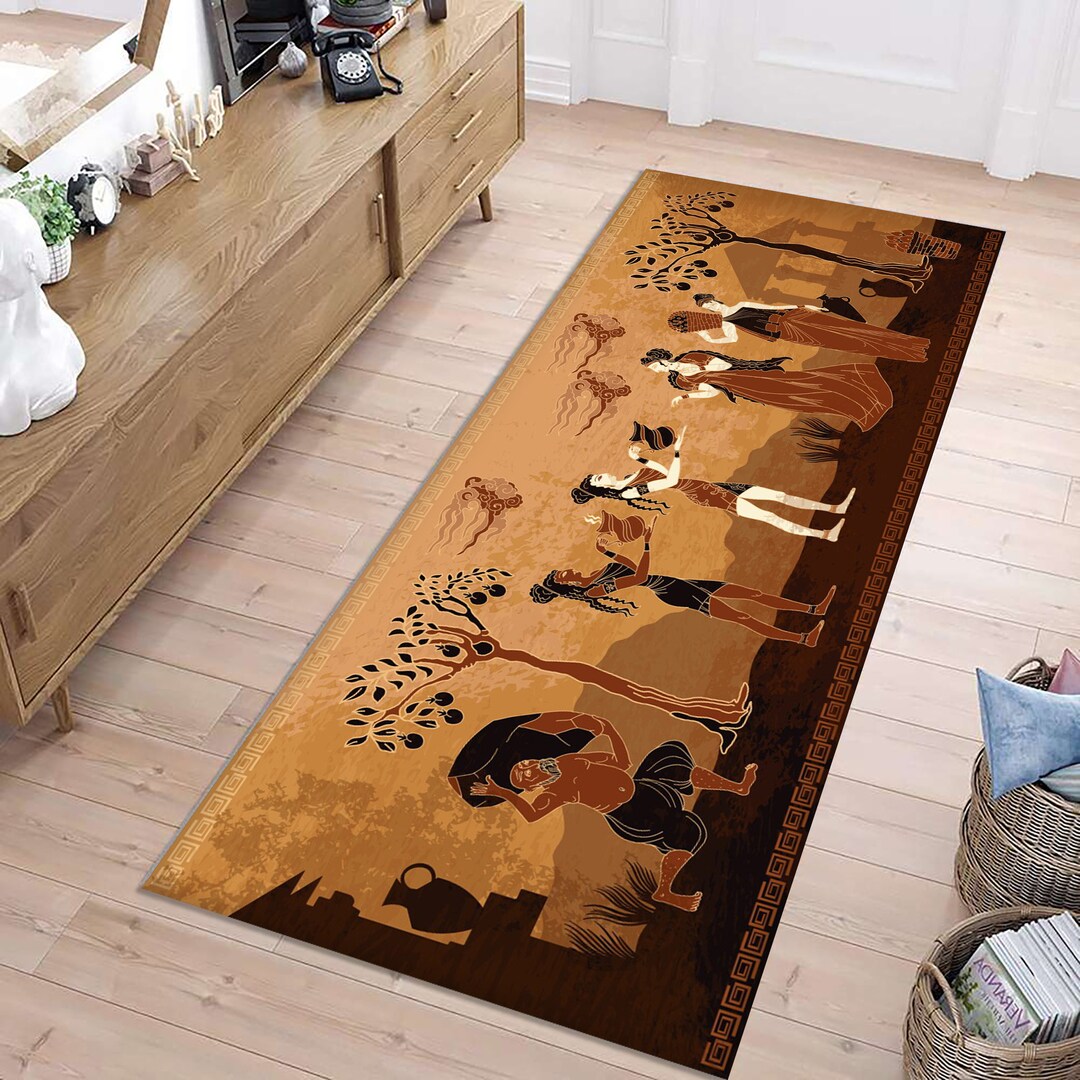 Greek Design Rug, Myth of Ancient Greece Rug, Black Gold Rug, Ancient ...