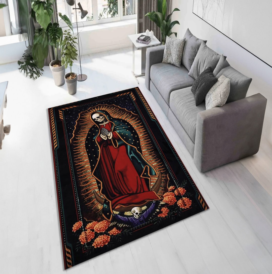 Skull Rug, Tattoo Rug, Santa Muerte Rug, ,tattoo Rug , Digital Art Rug ...