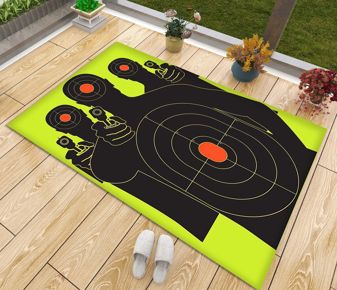 Shooting Target Rug, Target Silhouette Rug, Yellow Rug, Rustic Home ...