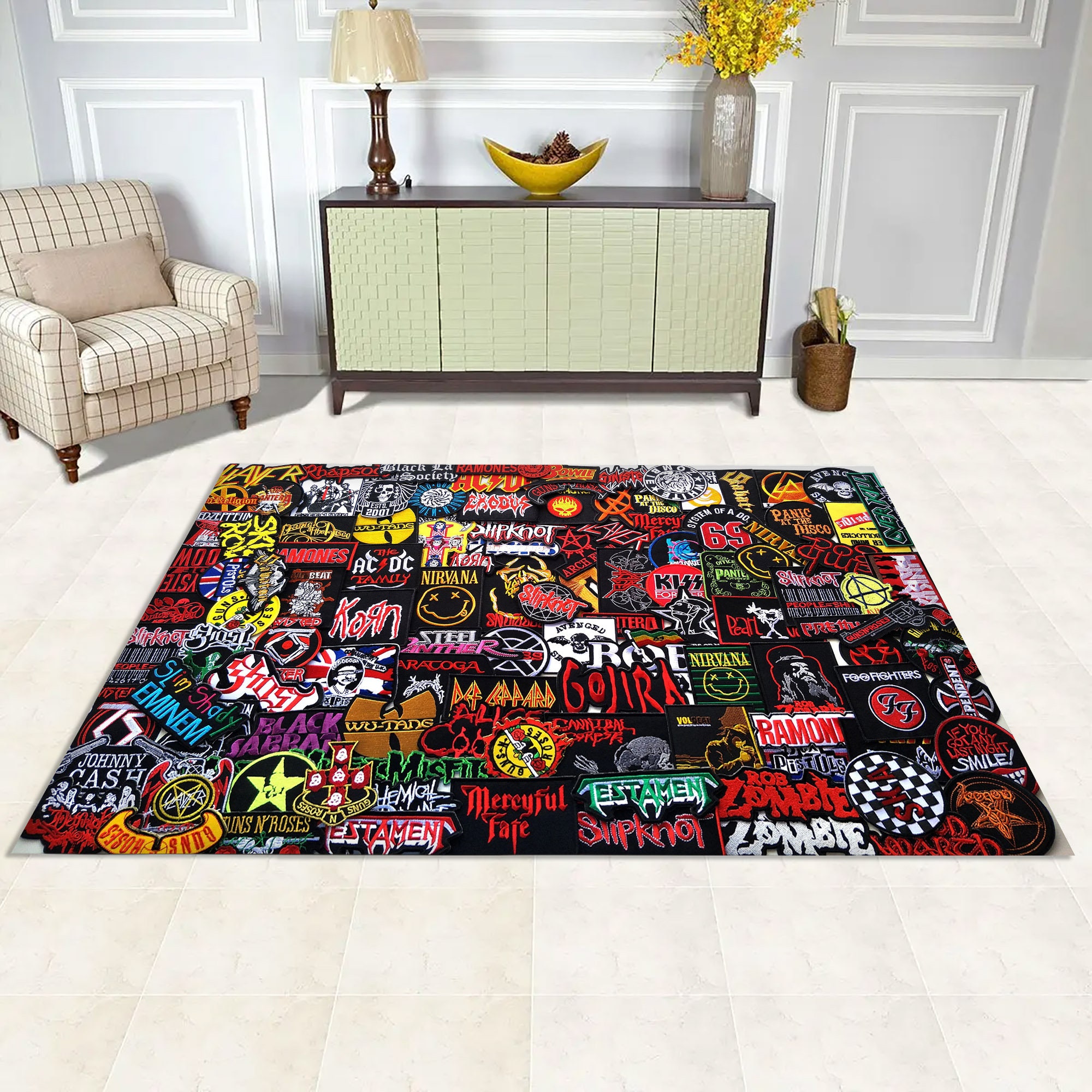 Rock Collage Rug: Heavy Metal Music Room Decor - Etsy