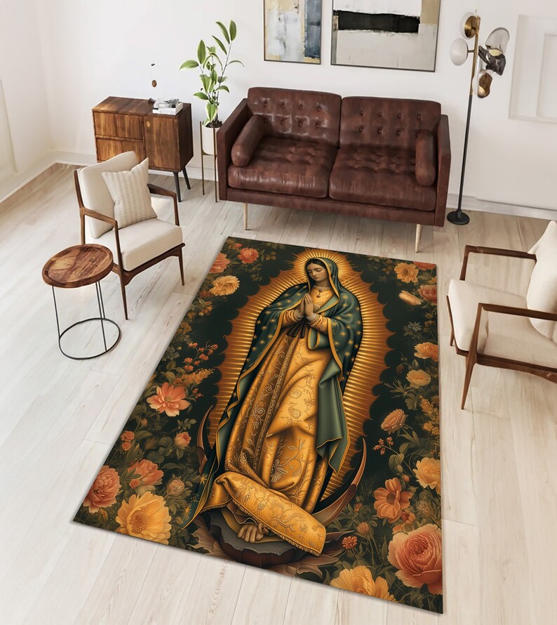 Virgen De Guadalupe Rug: Catholic Holy Mother Mary Velvet Rug - Etsy