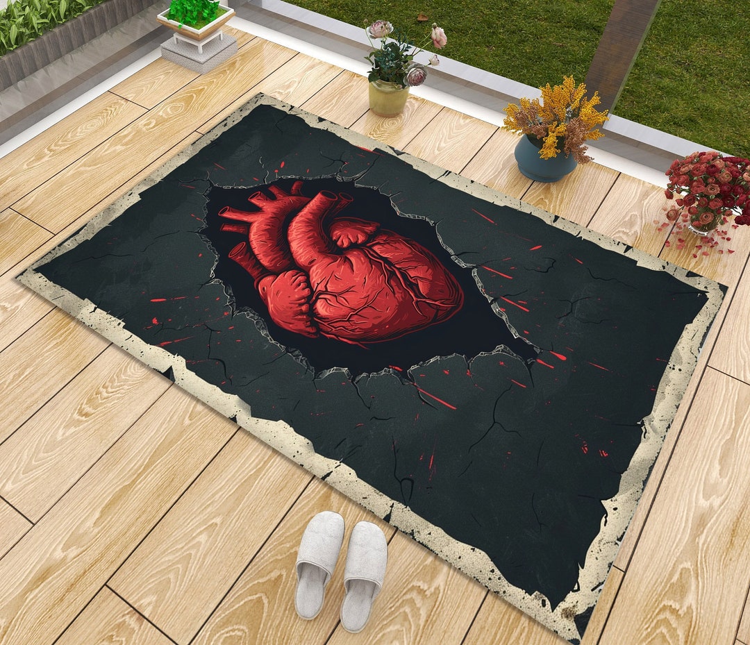 Heart Themed Rug, Anatomical Heart Rug, Tarot Card Rug, Magical Tarot ...