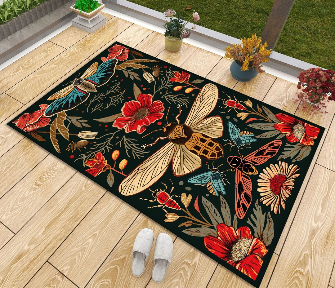 Bee Themed Rug, Honey Bee Rug, Butterflies Rug, Animal Rug ...