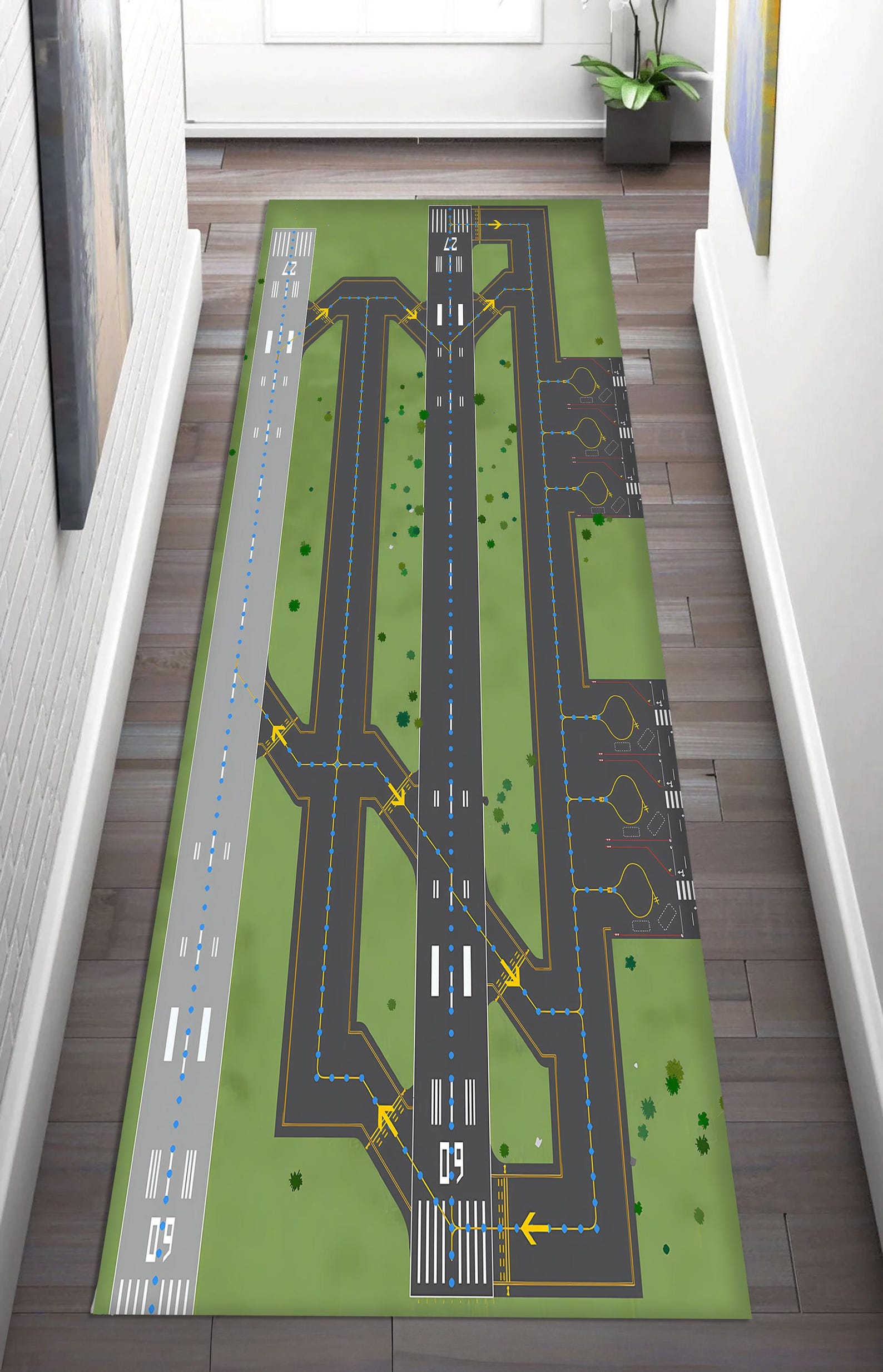 Airplane Runway Rug: Kids Aviation Play Mat, Non-slip Cotton Base - Etsy