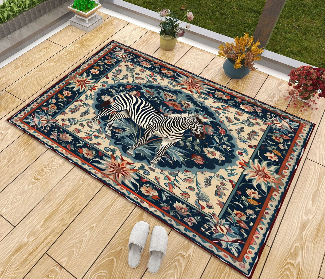 Rustic Zebra Rug, Zebra Rug, Persian Motifs Design, Room Decoration ...