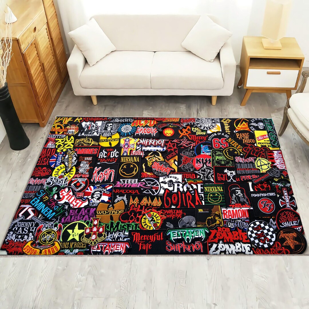 Rock Collage Rug: Heavy Metal Music Room Decor - Etsy