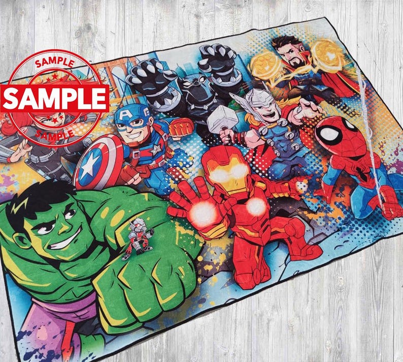 Superhero Kids Room Rug: 3D Print, Non-slip Cotton Base - Etsy
