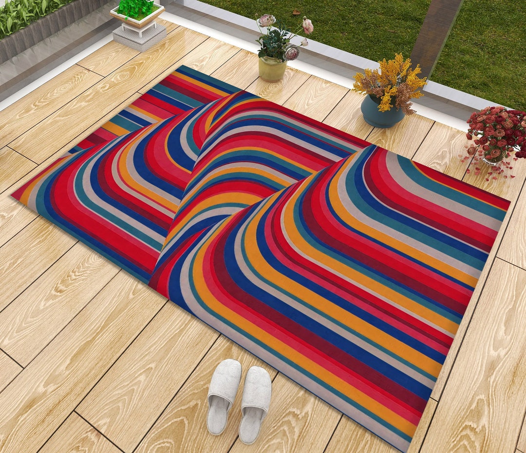 Melting Rug, Colorful Melting, Abstract Rug, İrregular Line Rug ...