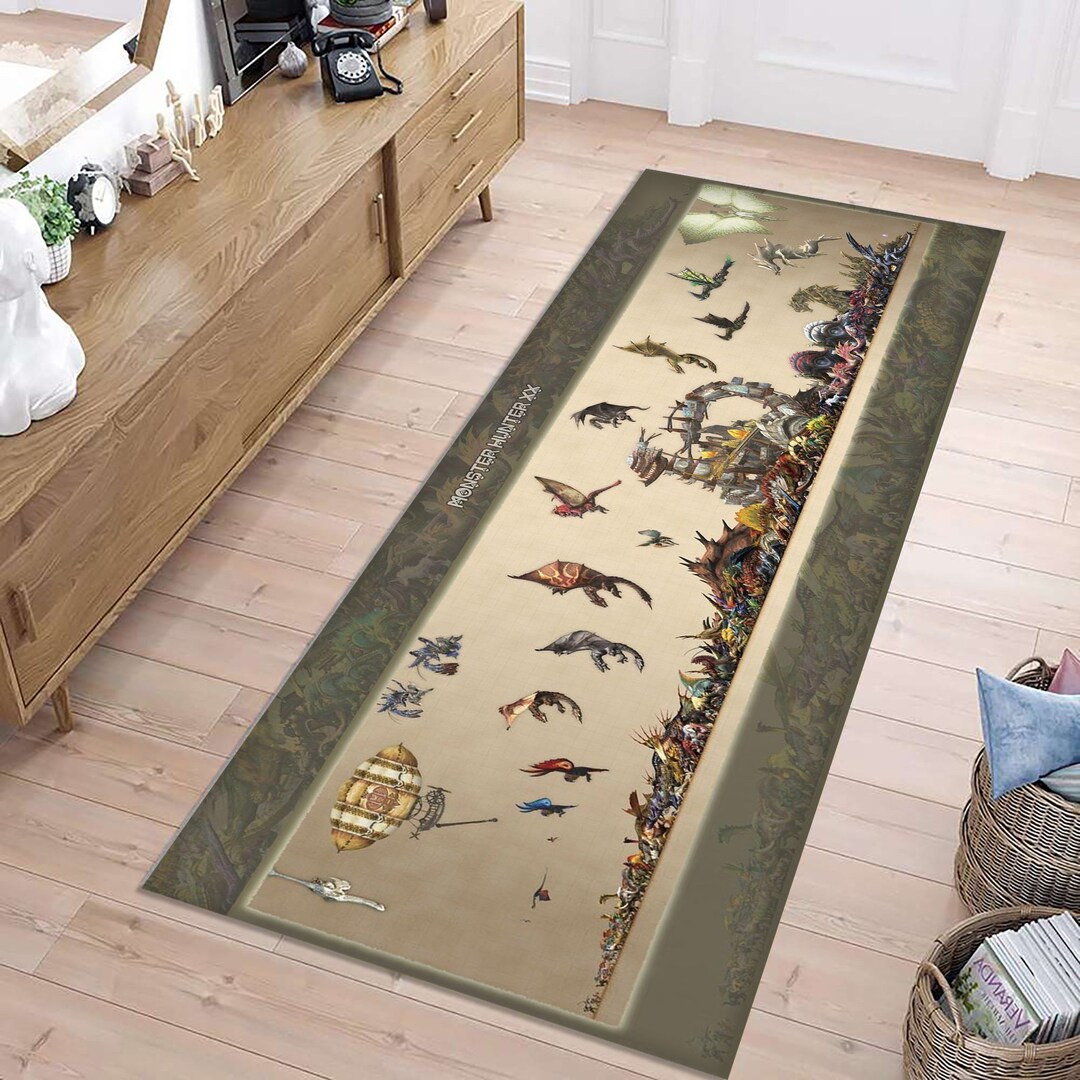 Monster Hunter Rug: Anime Game Room Carpet, Gamer Gift - Etsy