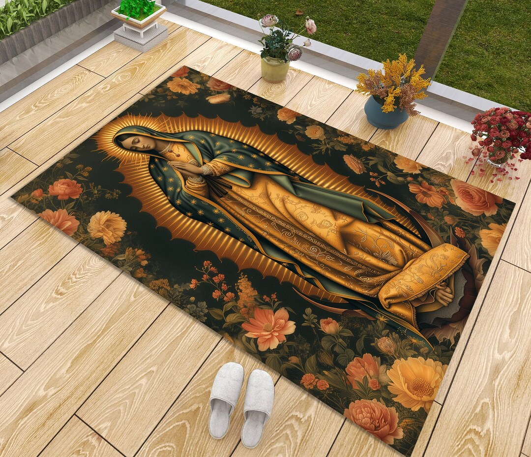 Virgen De Guadalupe Rug: Catholic Holy Mother Mary Velvet Rug - Etsy