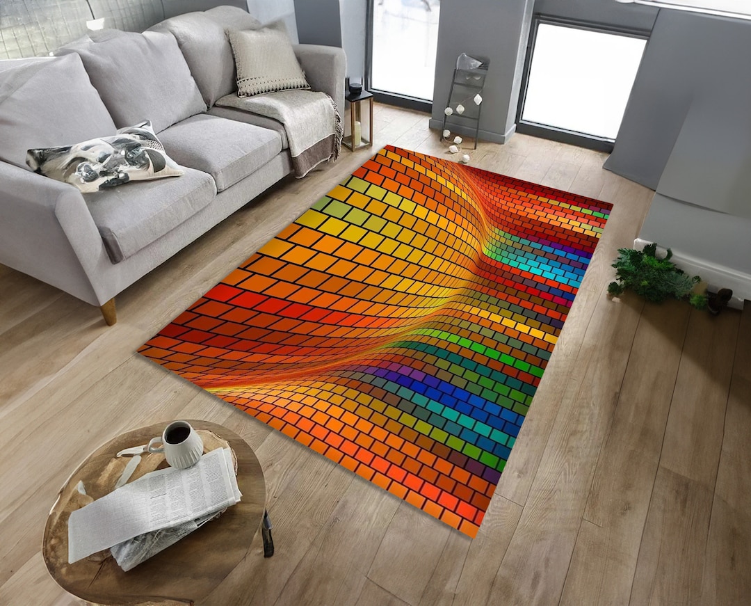 Colorful 3D Rug, 3D Optical Illusion Rug, Illusion Rug, Optical ...