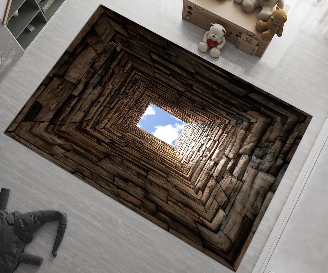 Optical Illusion Rug, Illusion Rug, Tunnel Rug, Rectangular Illusion ...