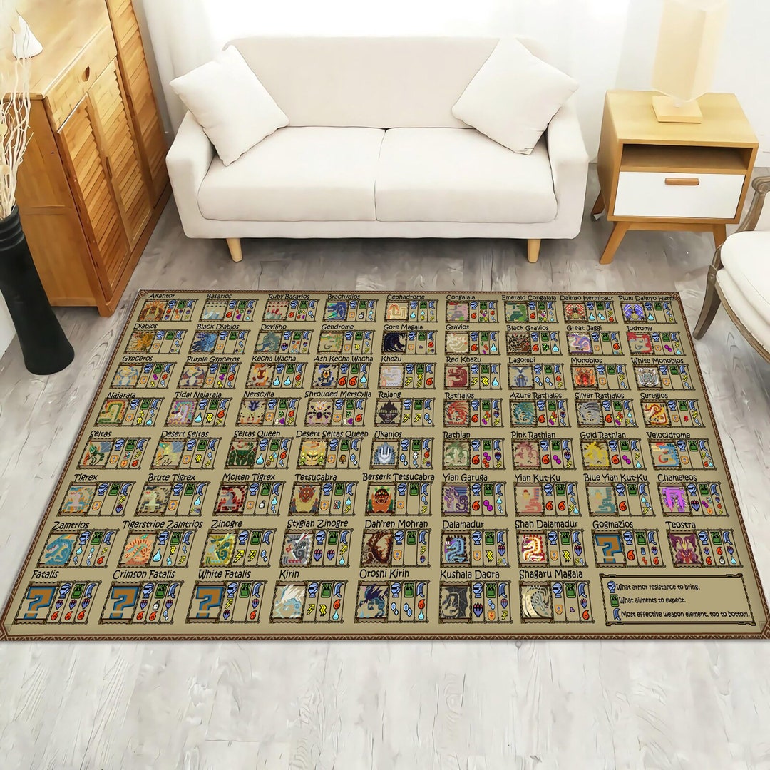 Monster Hunter Rug, Monster Rug, Hunter Rug, Anime Carpet, Game Room ...