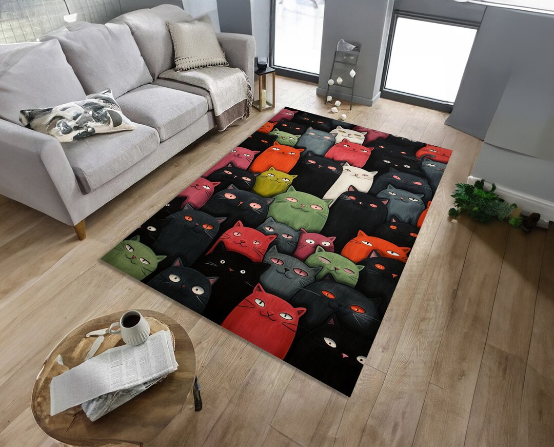 Cat Rug, Cute Cat Rug, Cat Design, Popular Rug, Custom Rug, Fashion Rug ...