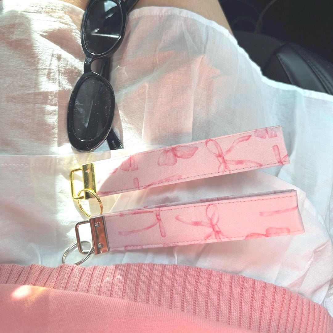 Pink Wristlet Keychain, Gold Key Fob Wristlet, Keychain Wristlet ...