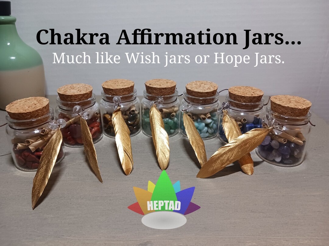 Chakra Affirmation Jar, Wish Jar, Hope Jar. With Healing Stones to ...