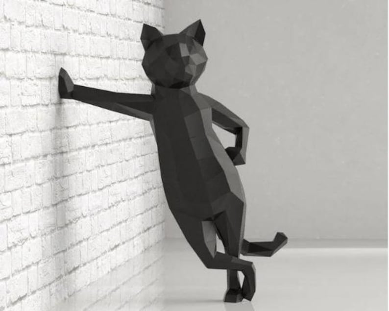 Papercraft Cat, Paper Craft 3D Model, Kitten PDF Template, Cute Low ...