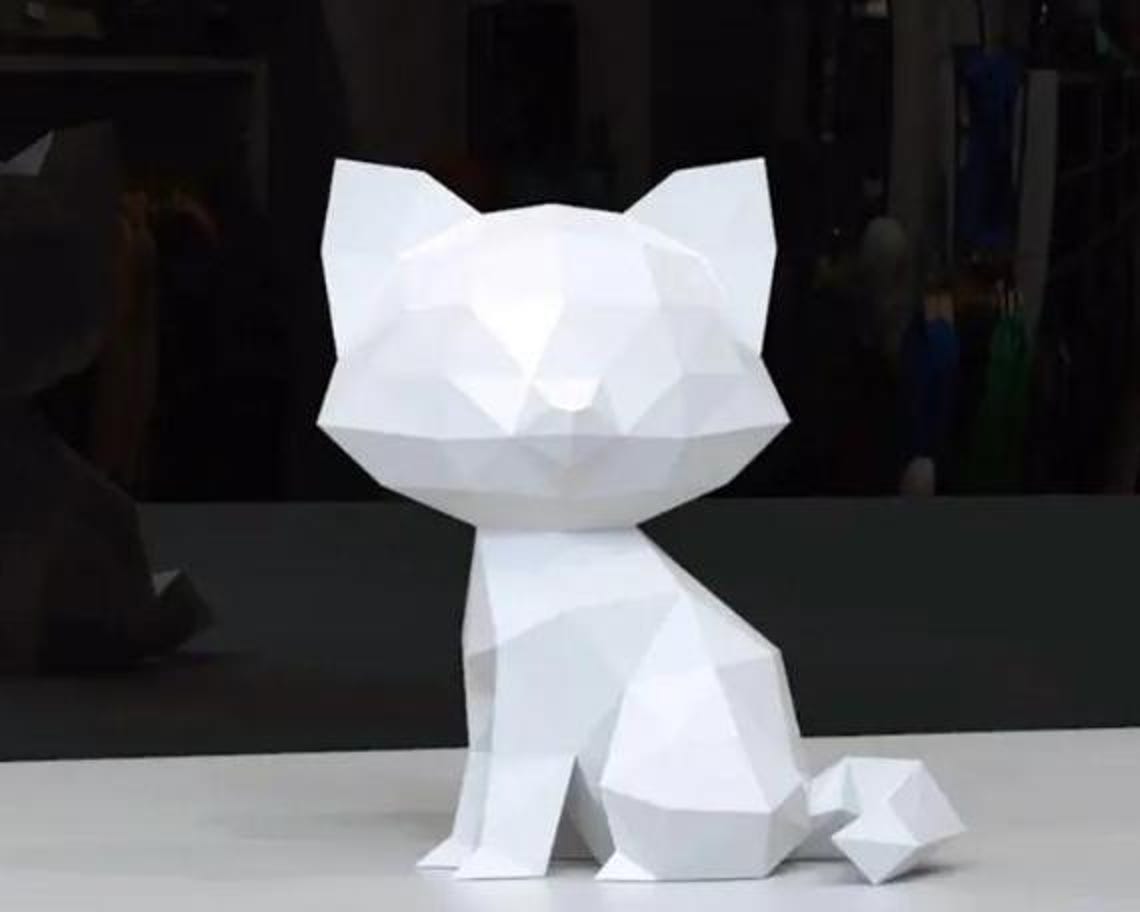 Kitten Papercraft Template, PDF, 3D Paper Model Cat, Home Decor, DIY ...