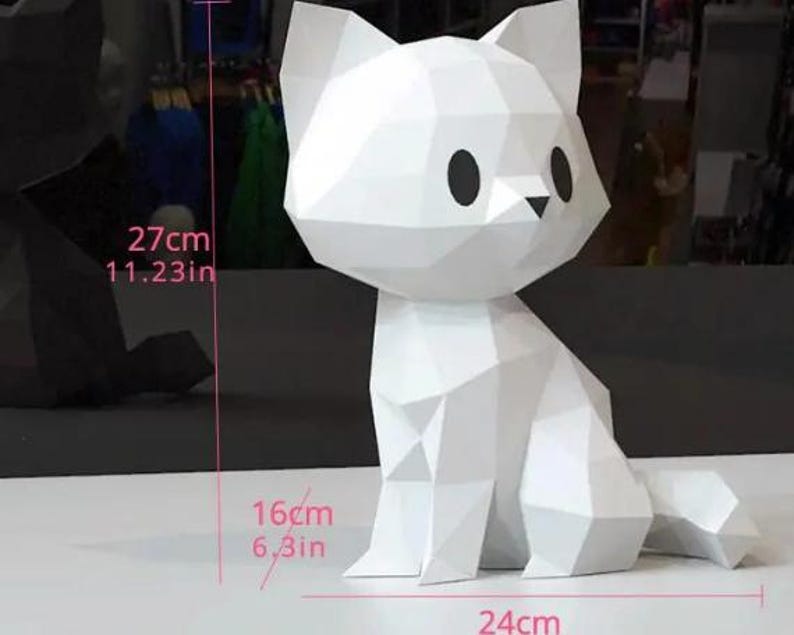 Kitten Papercraft Template, PDF, 3D Paper Model Cat, Home Decor, DIY ...