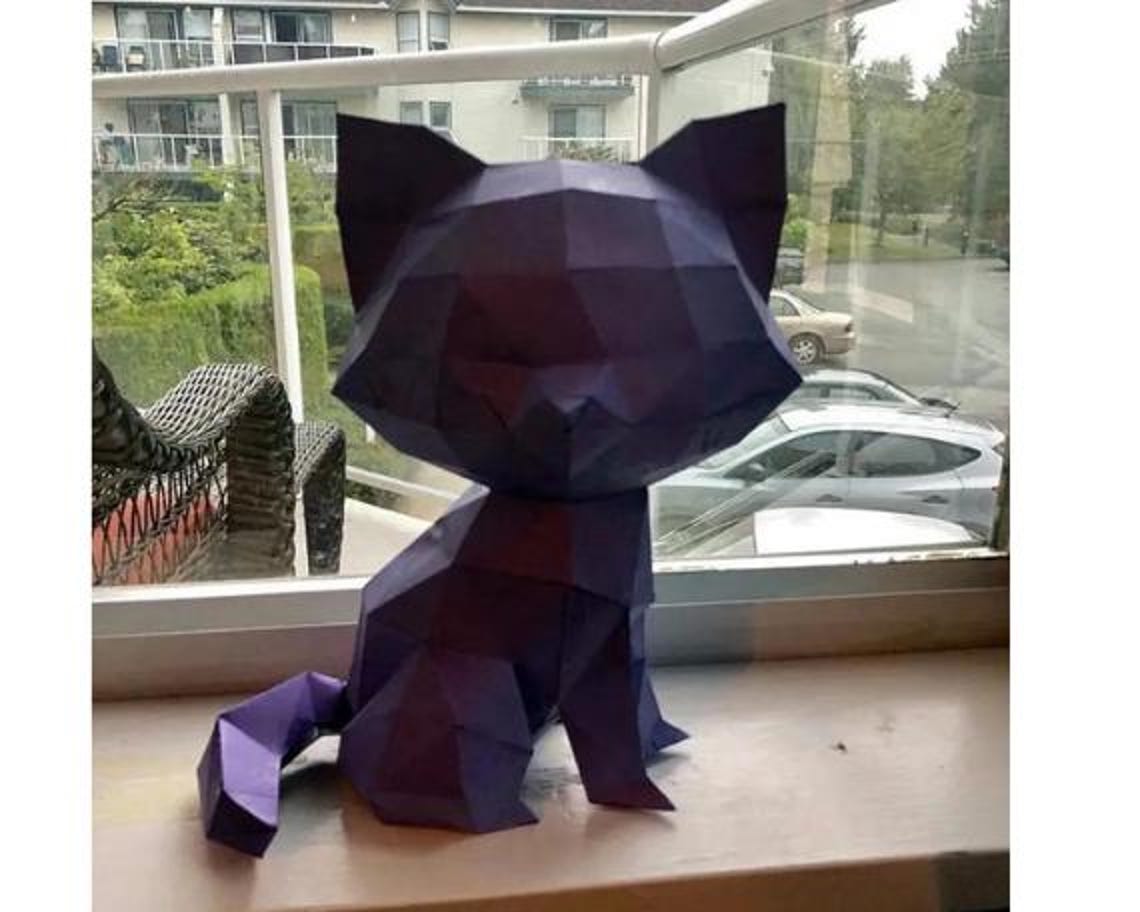 Kitten Papercraft Template, PDF, 3D Paper Model Cat, Home Decor, DIY ...