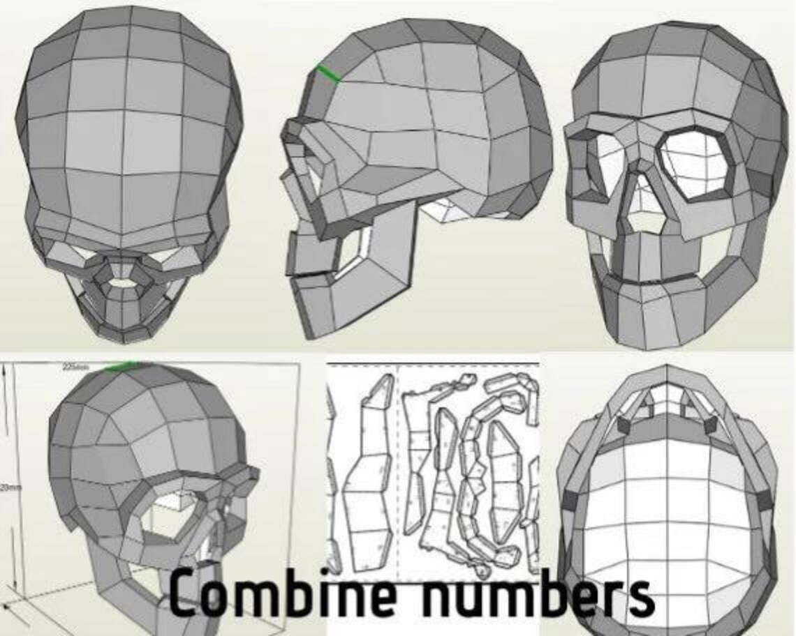 Wearable Papercraft Skull Mask Template With Instructions (PDF) - Etsy