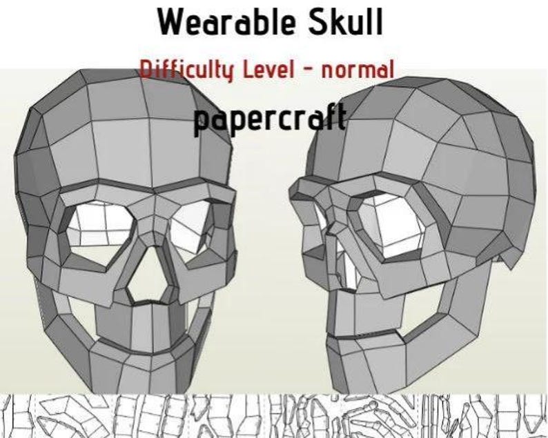 Wearable Papercraft Skull Mask Template With Instructions (PDF) - Etsy