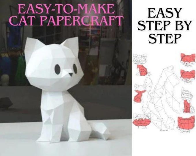 Gato Papercrafts plantillas PDF SVG DXF, Gato halloween 3D escultura de ...