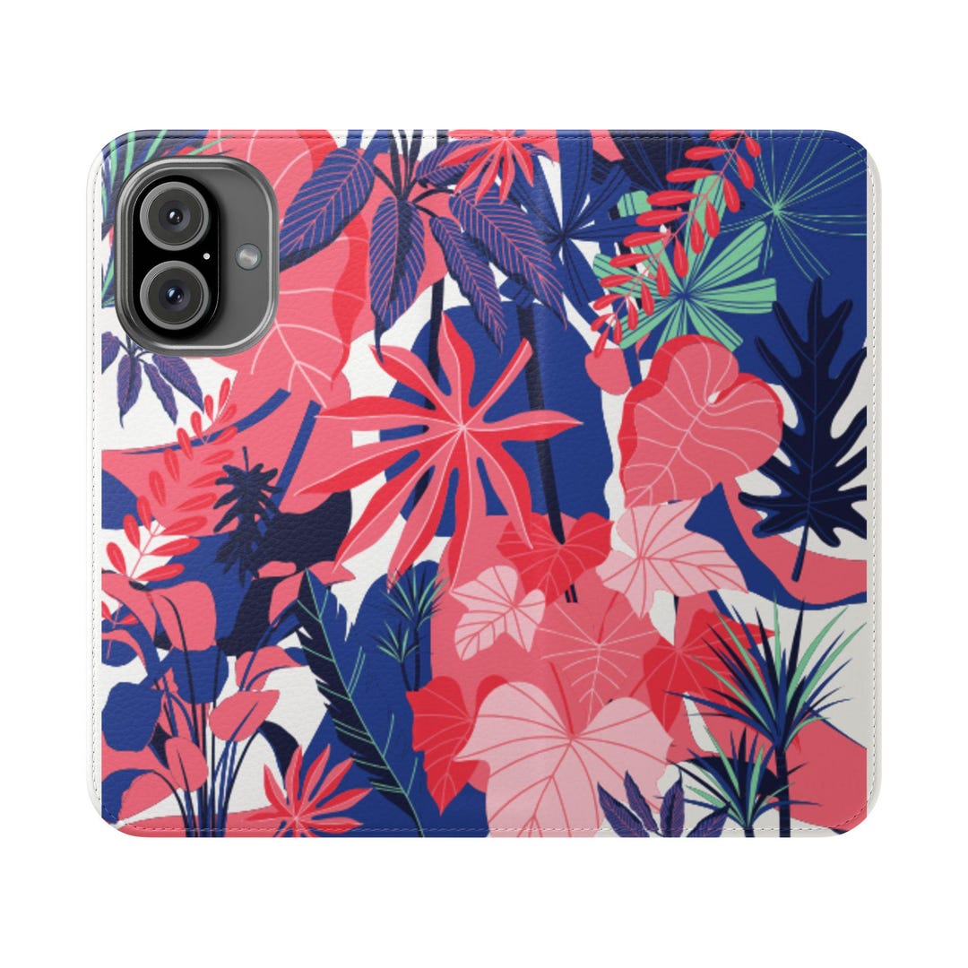 Tropical Floral Phone Flip Case, Cute Wallet Cover, Phone Accessory ...