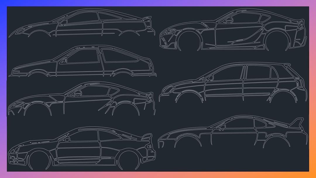 Toyota Bundle DXF Files 7 Total Files for Lasercutting - Etsy
