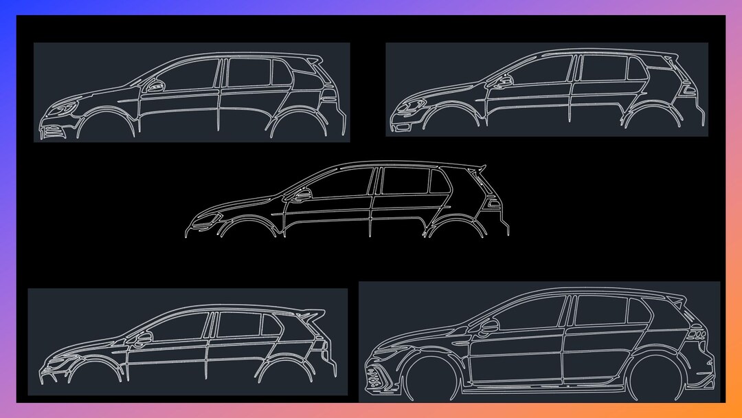 Volkswagen Golf Bundle DXF Files 5 Total Files for Lasercutting - Etsy
