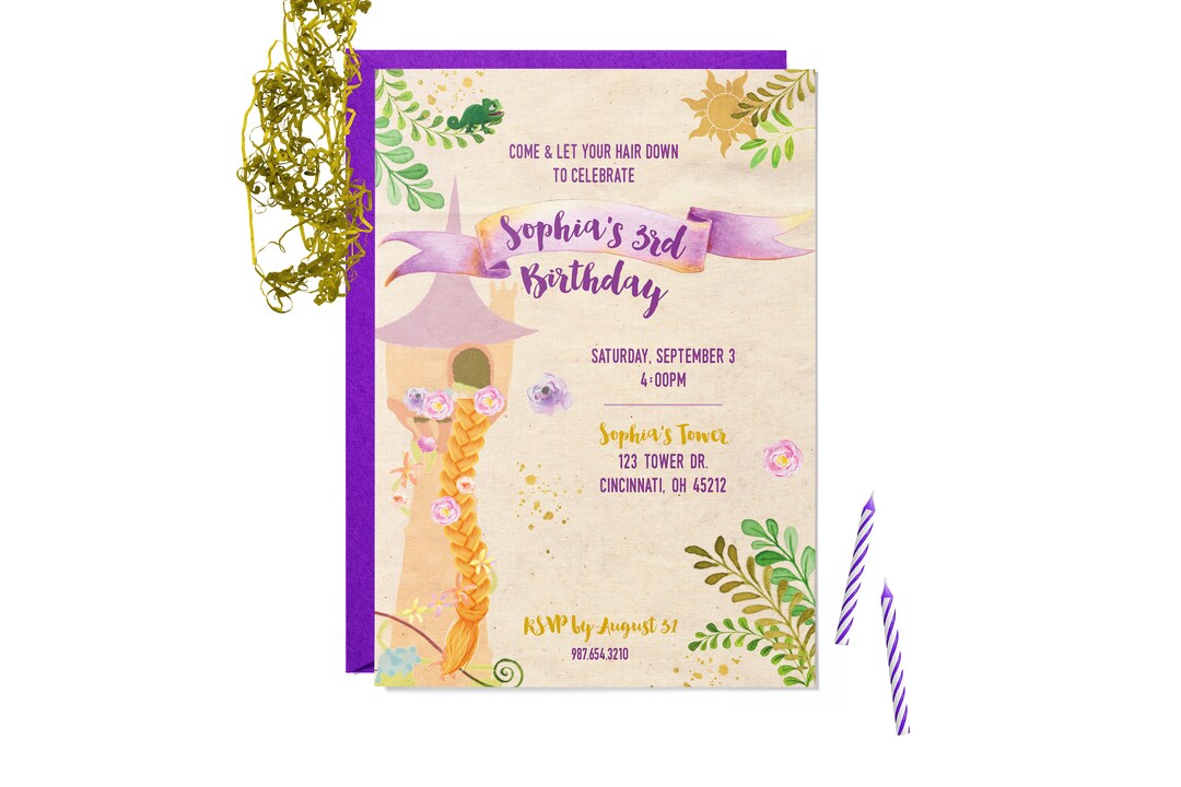 Birthday Party Rapunzel Tower Invitation Tangled Paint Invite - Etsy