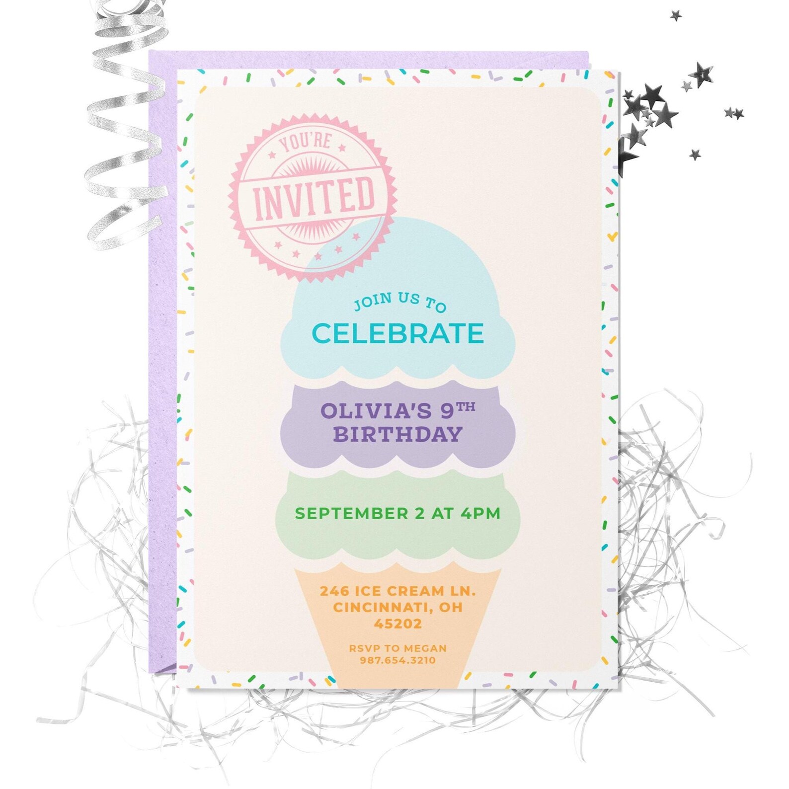 Personalized Ice Cream Birthday Party Favor Tags/stickers - Colorful ...