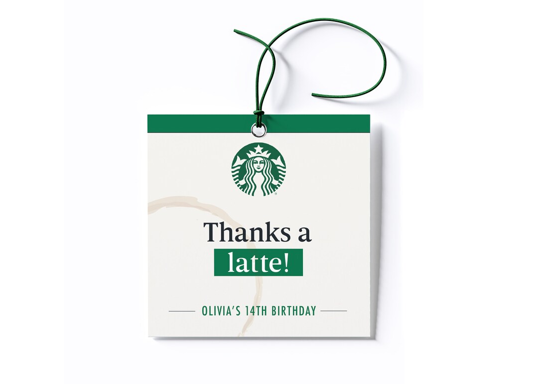 Personalized Starbucks Birthday Party Favor Tags - Custom Coffee Latte ...