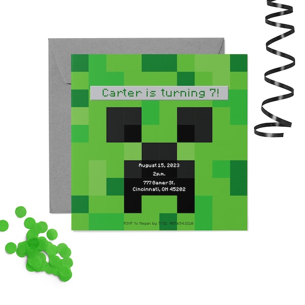 Creeper Party Invitation - Etsy