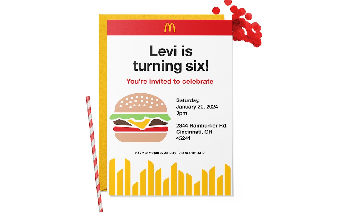Personalized Mcdonald's Themed Birthday Party Invitation - Custom ...
