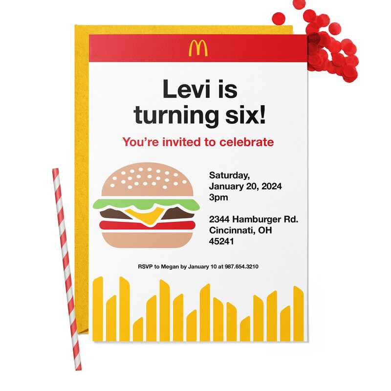 Mcdonalds Birthday Invitation - Etsy