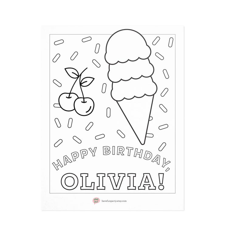 Personalized Ice Cream Birthday Party Favor Tags/stickers - Colorful ...